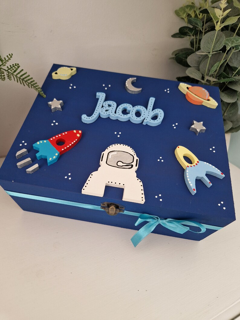 Personalized Space Keepsake Box, Astronaut Rocket Theme, Memory Box - Etsy