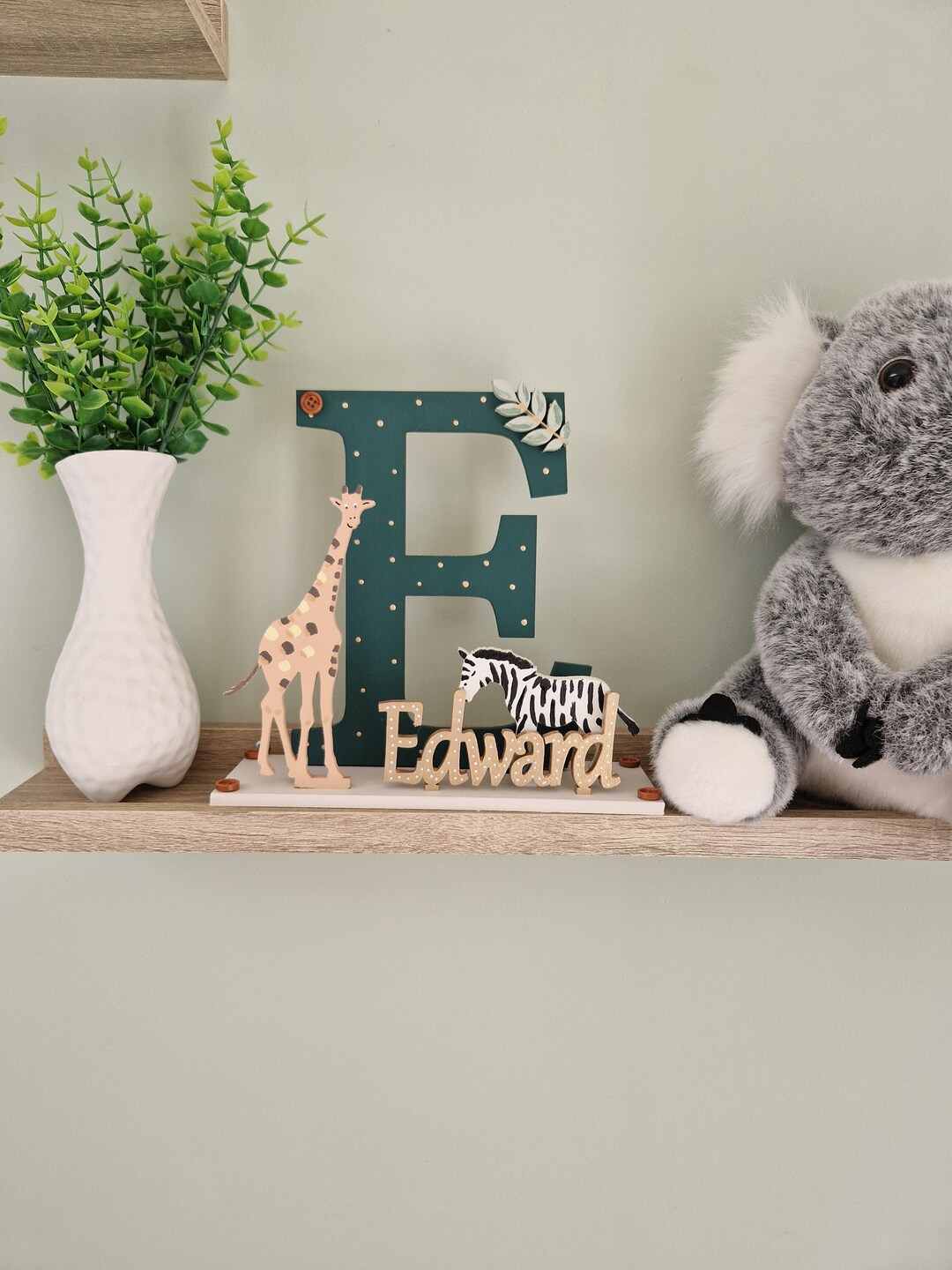 Safari Wooden Nursery Letter, Personalised Baby Gift, Wood Initial ...
