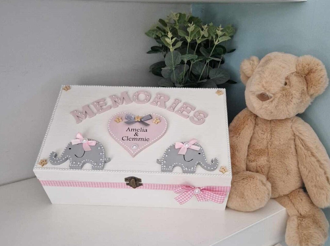 Personalised Twin Baby Girl Keepsake Gift, New Baby Girl Twin Keepsake ...