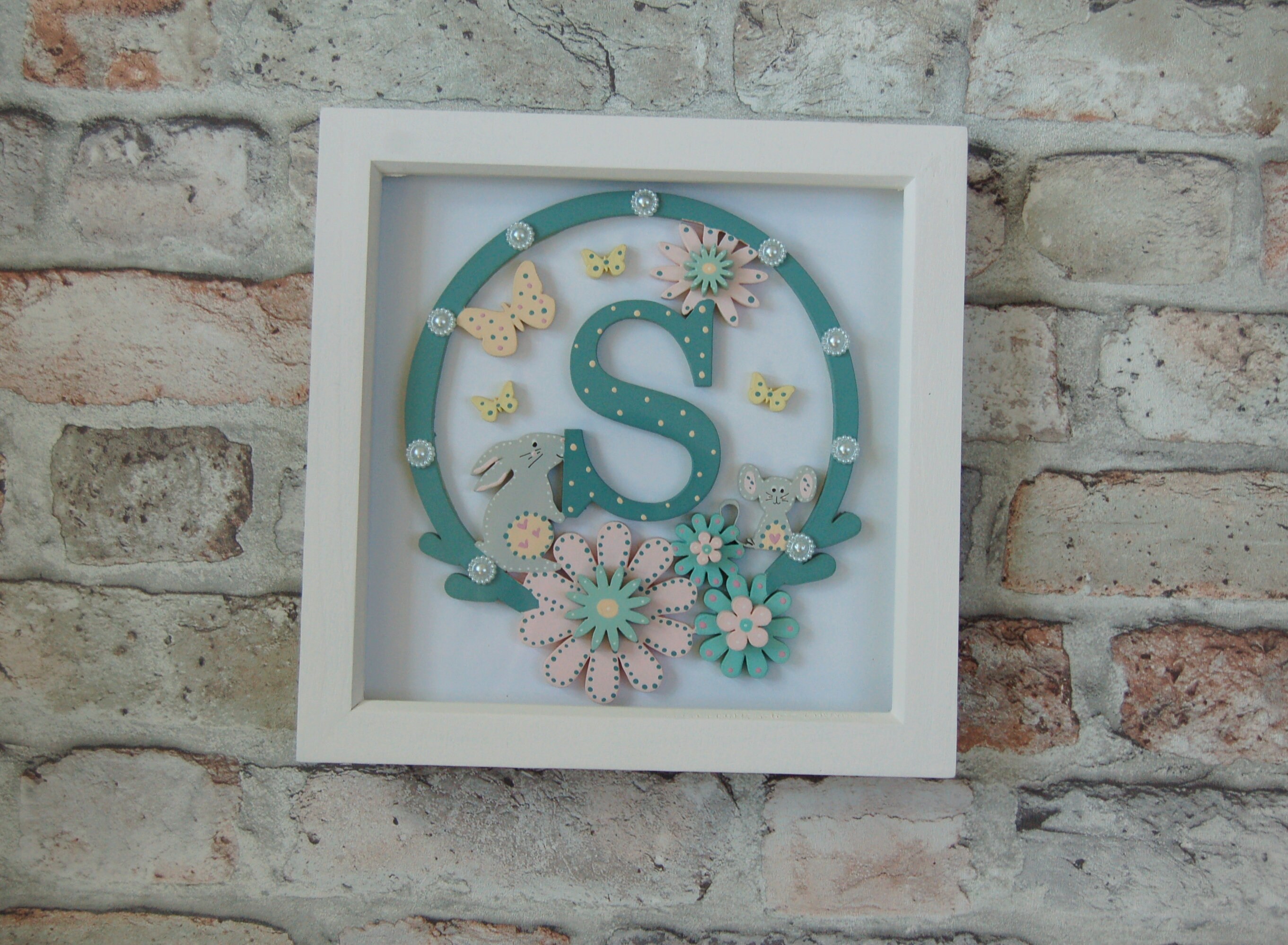 Personalised Baby Wooden Letter in Frame Box Frame - Etsy UK