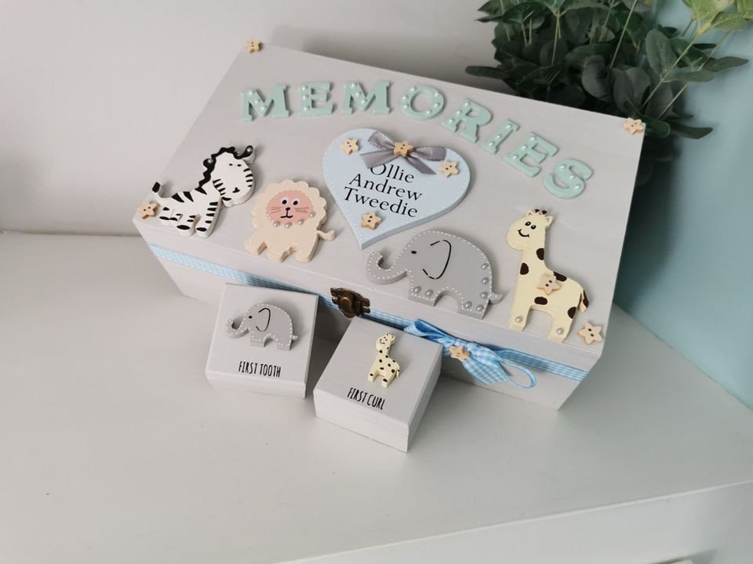 Safari Baby Keepsake Box, New Baby Gift, Memory Box, Baby Memory Box ...