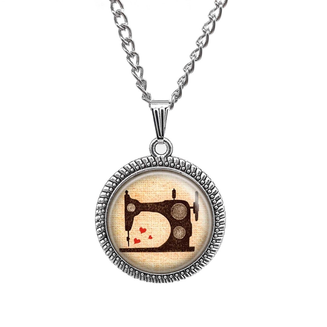 Vintage Sewing Machine Necklace Custom Art Jewelry Pendant Designer's ...