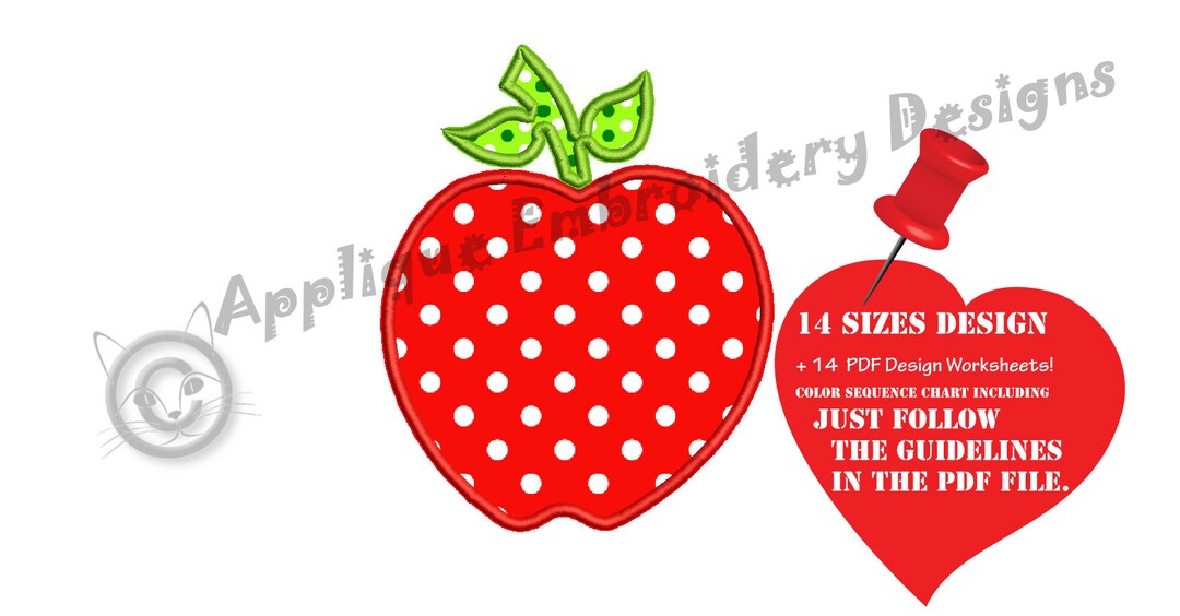 Apple Applique Embroidery Design Machine Embroidery - Etsy
