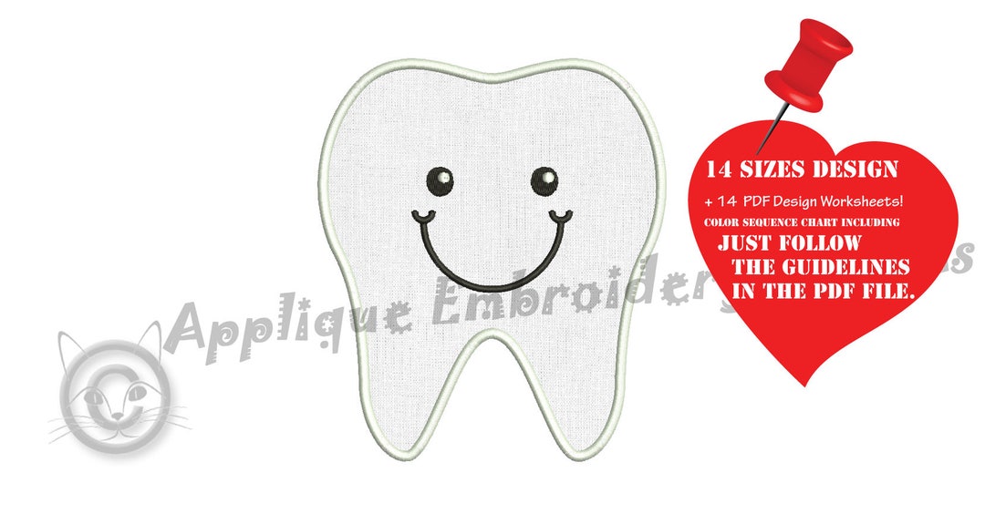 Tooth Embroidery Design-tooth Fairy Embroidery-teeth Applique-tooth ...