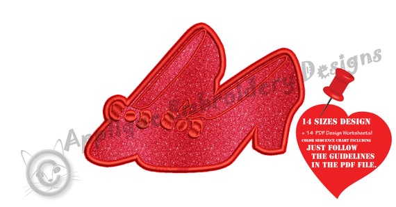 Ruby Slippers Applique Design-crystal Shoes Embroidery - Etsy