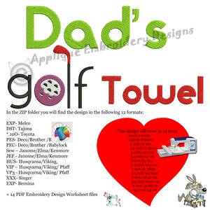Golf Embroidery Design-sports Embroidery-dad Golf Towel Embroidery ...