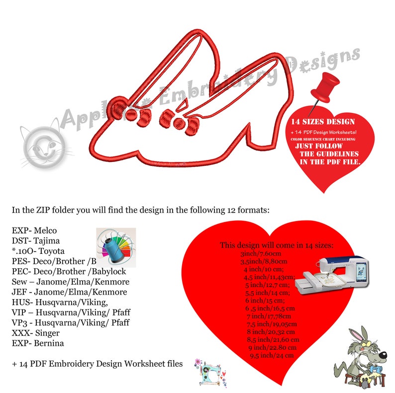 Ruby Slippers Applique Design – Crystal Shoes Embroidery (digital ...