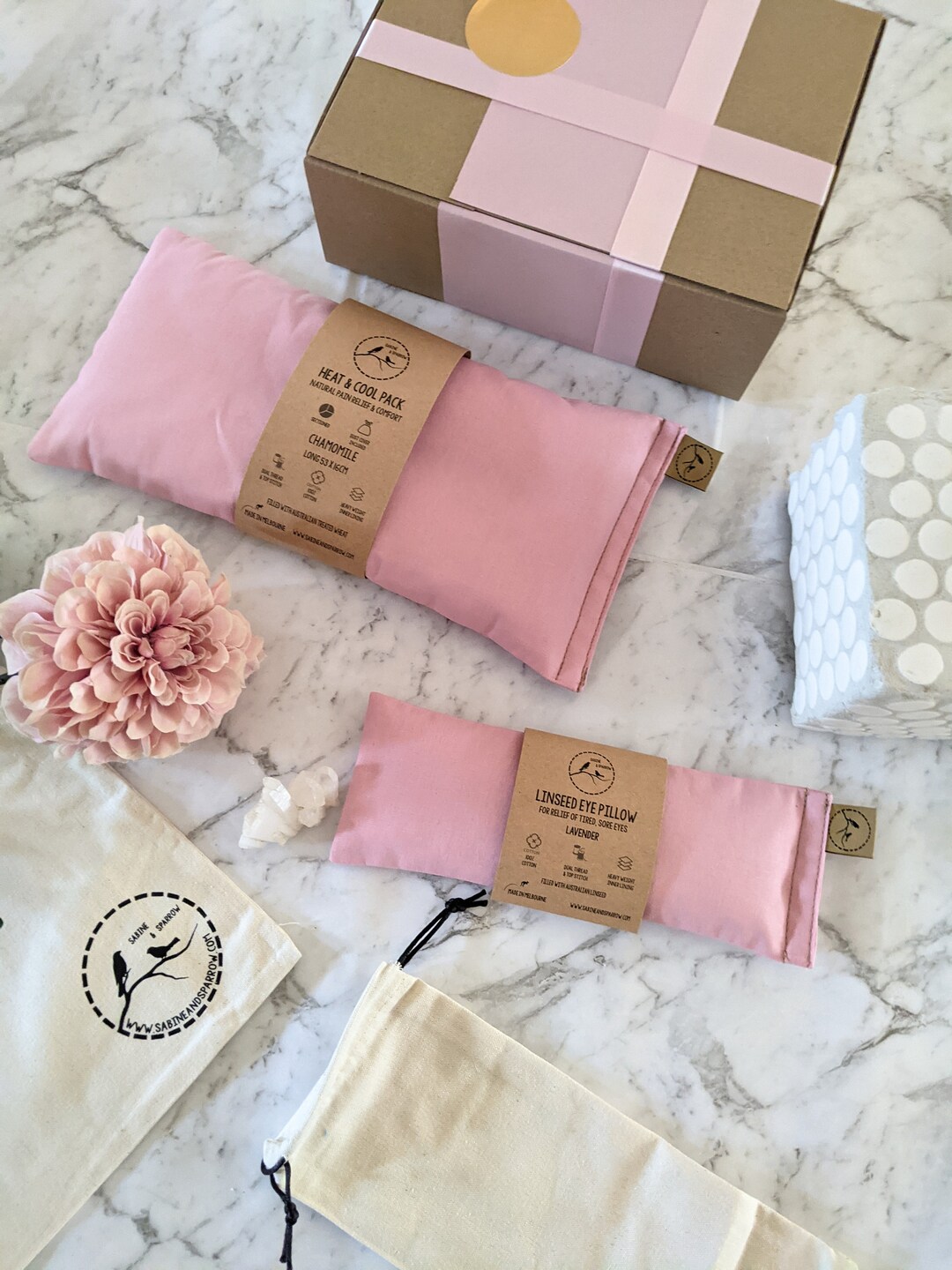 ME TIME GIFT Pack Box Hamper pastel Pink Standard Heat Pack Eye Pillow ...