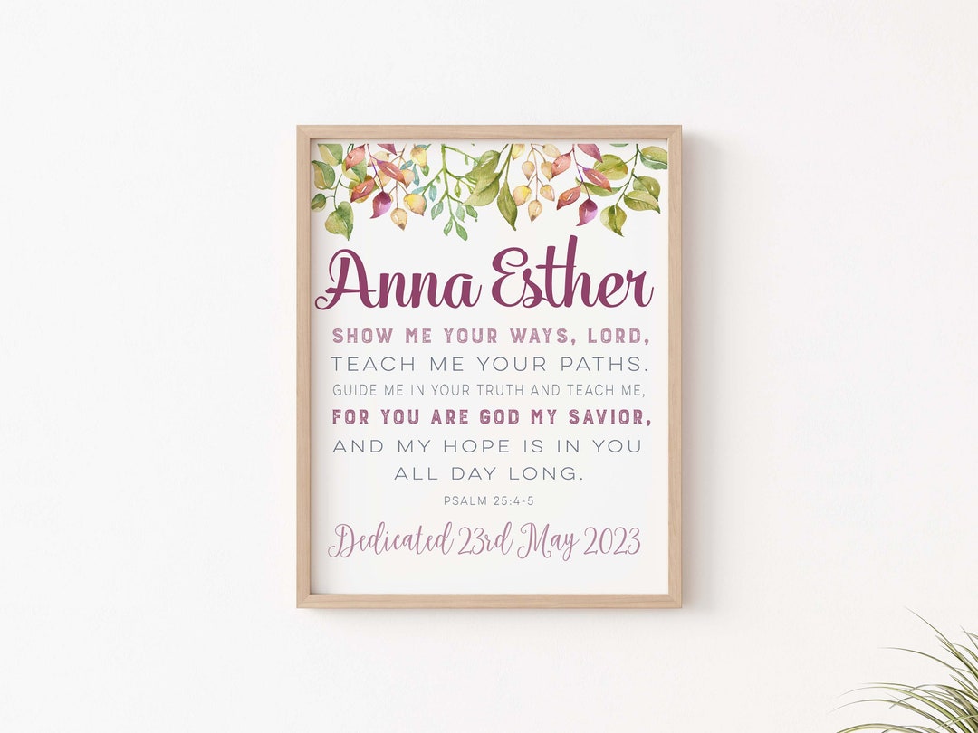 Baby Dedication Blessing, Baptism, Baby Gift, Psalm 25, Custom Baby ...