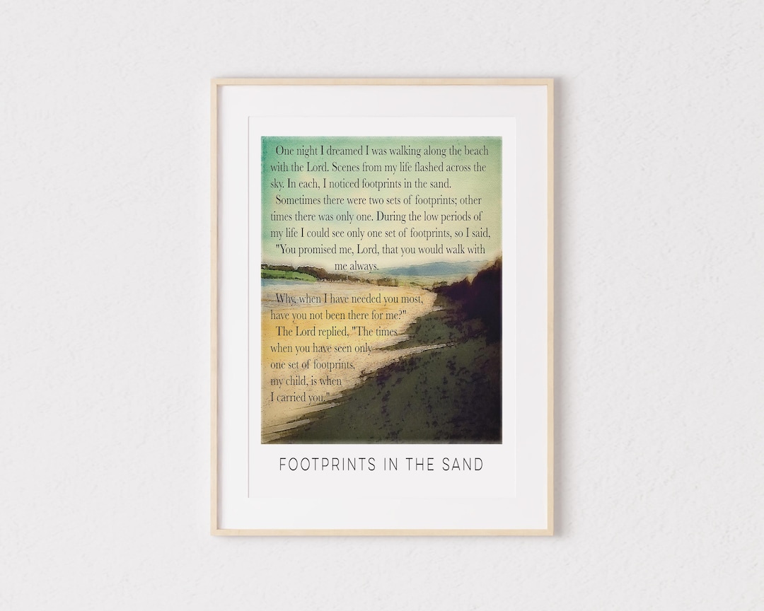Footprints in the Sand Print, Scripture Poster Bible Wall Decor, Faith ...