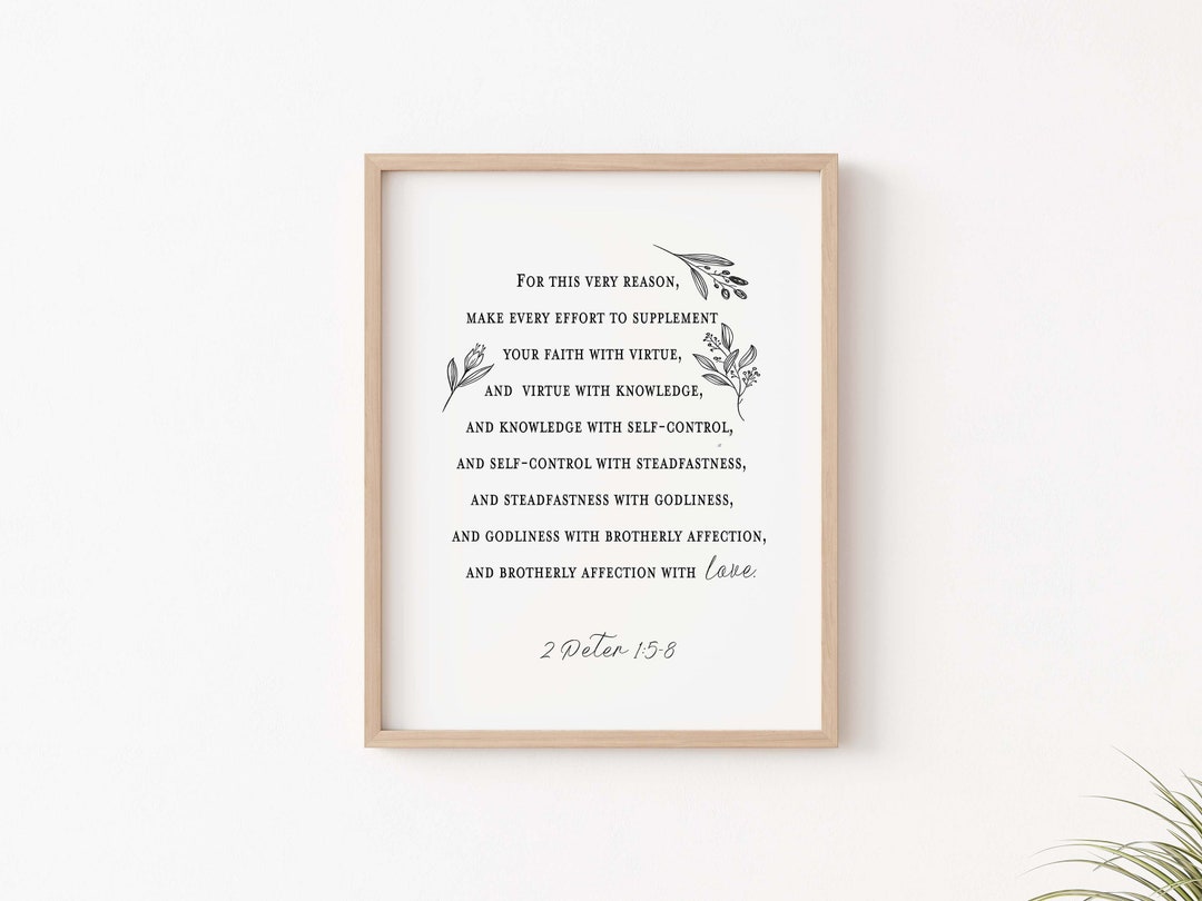 2 Peter 1:5-8 Wall Art Scripture Poster, 2 Peter 1 Print, Bible Wall ...