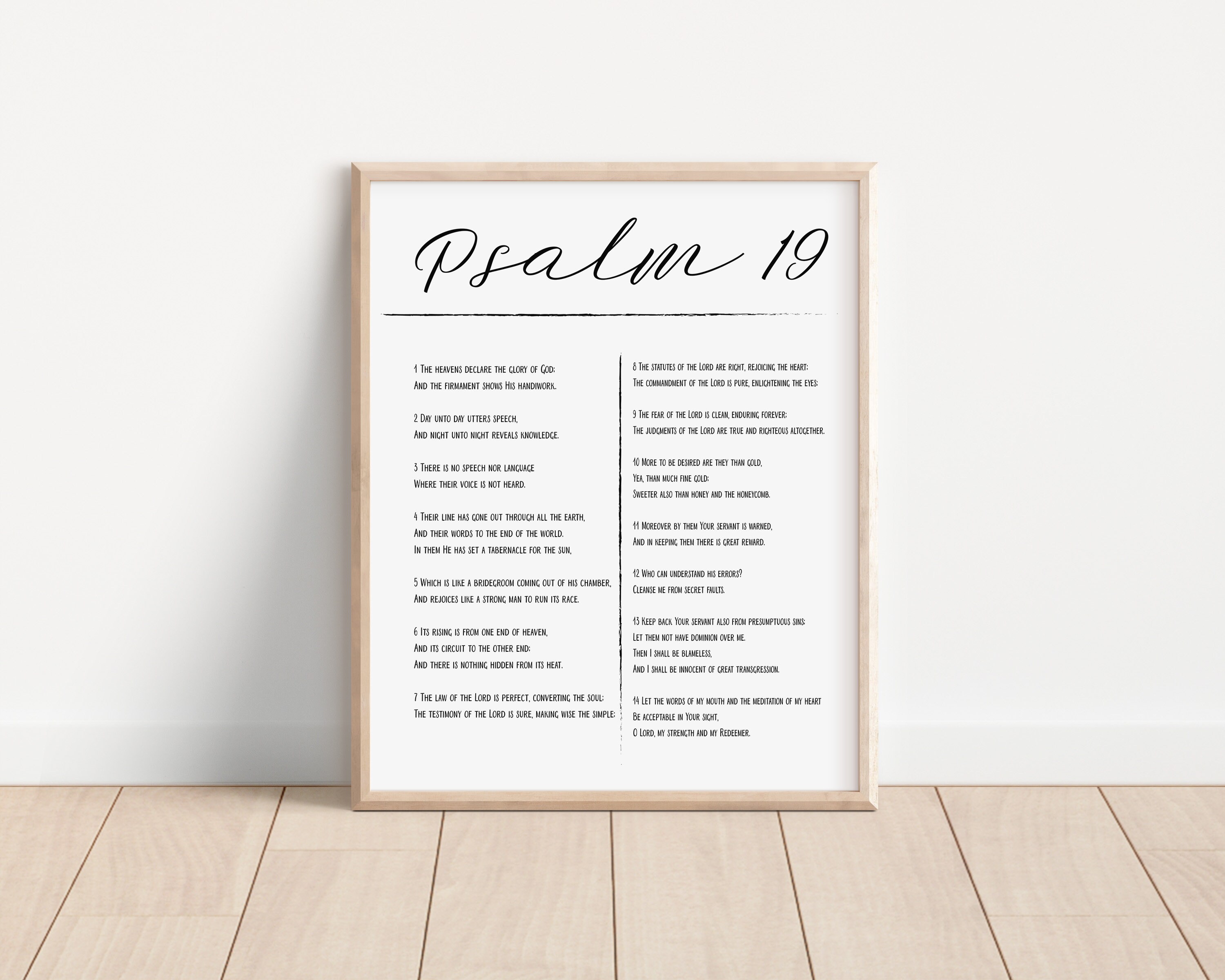 Psalm 19 Digital Print, Psalm 19 Instant Art Wall Decor, Bible Verse ...
