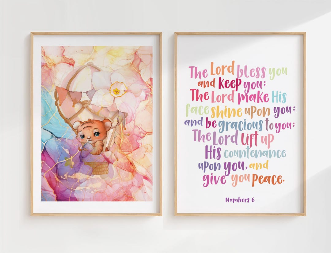 Numbers 6 Bible Print, Nursery Bible Decor, Tiger Nursery Wall Art, the ...