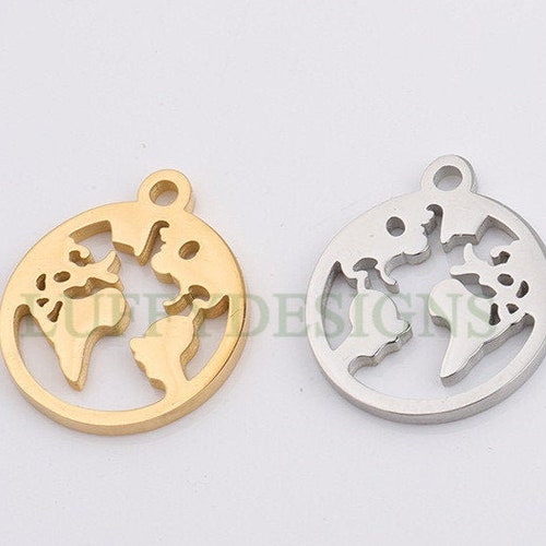 Globe Charm Globe Pendant World Charm Earth Charm Round - Etsy