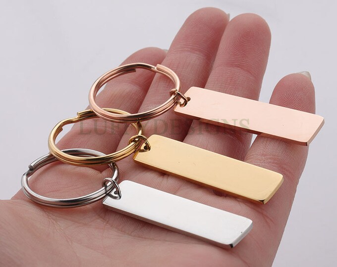 5pcs Blank Bar Keychain Bar Keyring Supplies Gold Stainless - Etsy