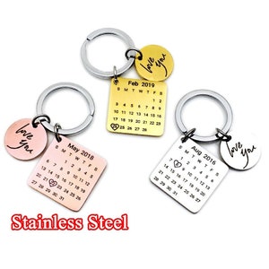 Personalized Calendar Keychain, Signature Calendar Keychain, Custom Date Save Keychain, Date ...
