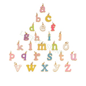 Colorful Letter Charms 12x8mm, Alphabet Charms Pendant, Gold Lowercase ...