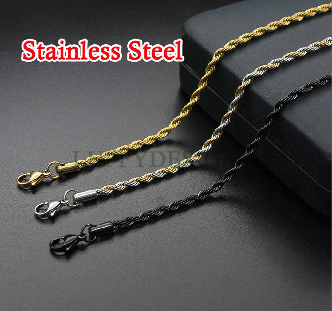 2pcs Finished Twist Chain, Twist Chain Necklace, 18k Gold /black Plated ...