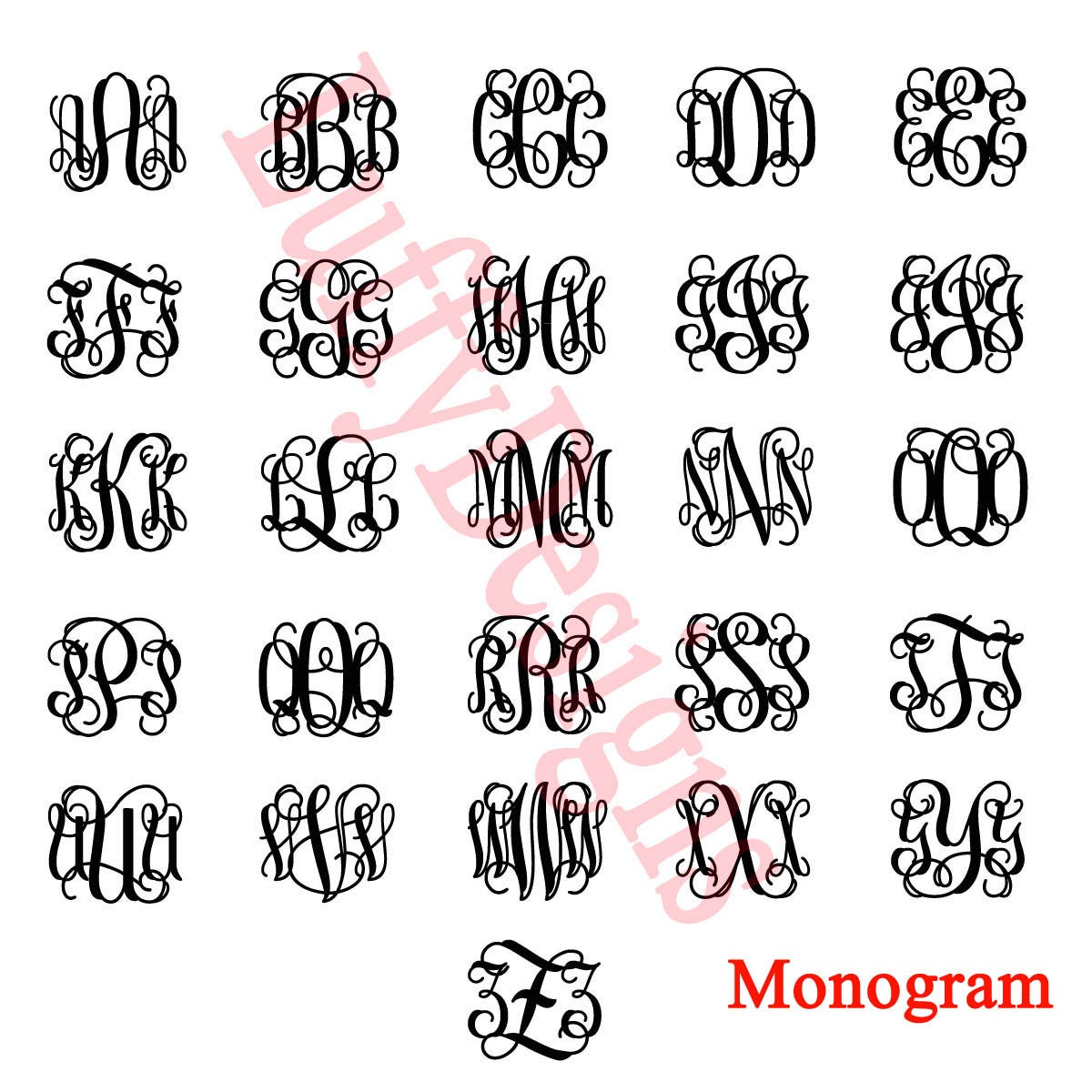 Gold Monogram Necklace 3 Initials Monogram Necklace | Etsy