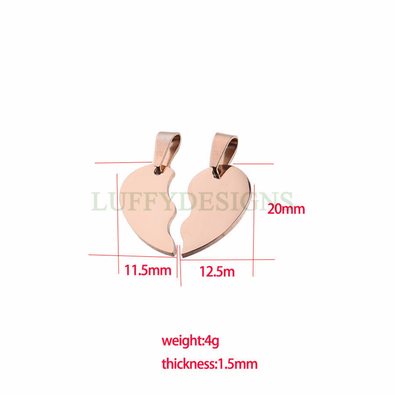 5pcs Split Broken Heart Charms 12.5x20mm, Divided Love Charm, Gold ...