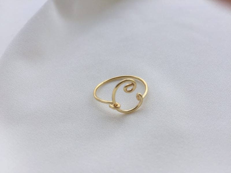Custom Initial Ring Gold Initial Jewelry Silver Letter C | Etsy