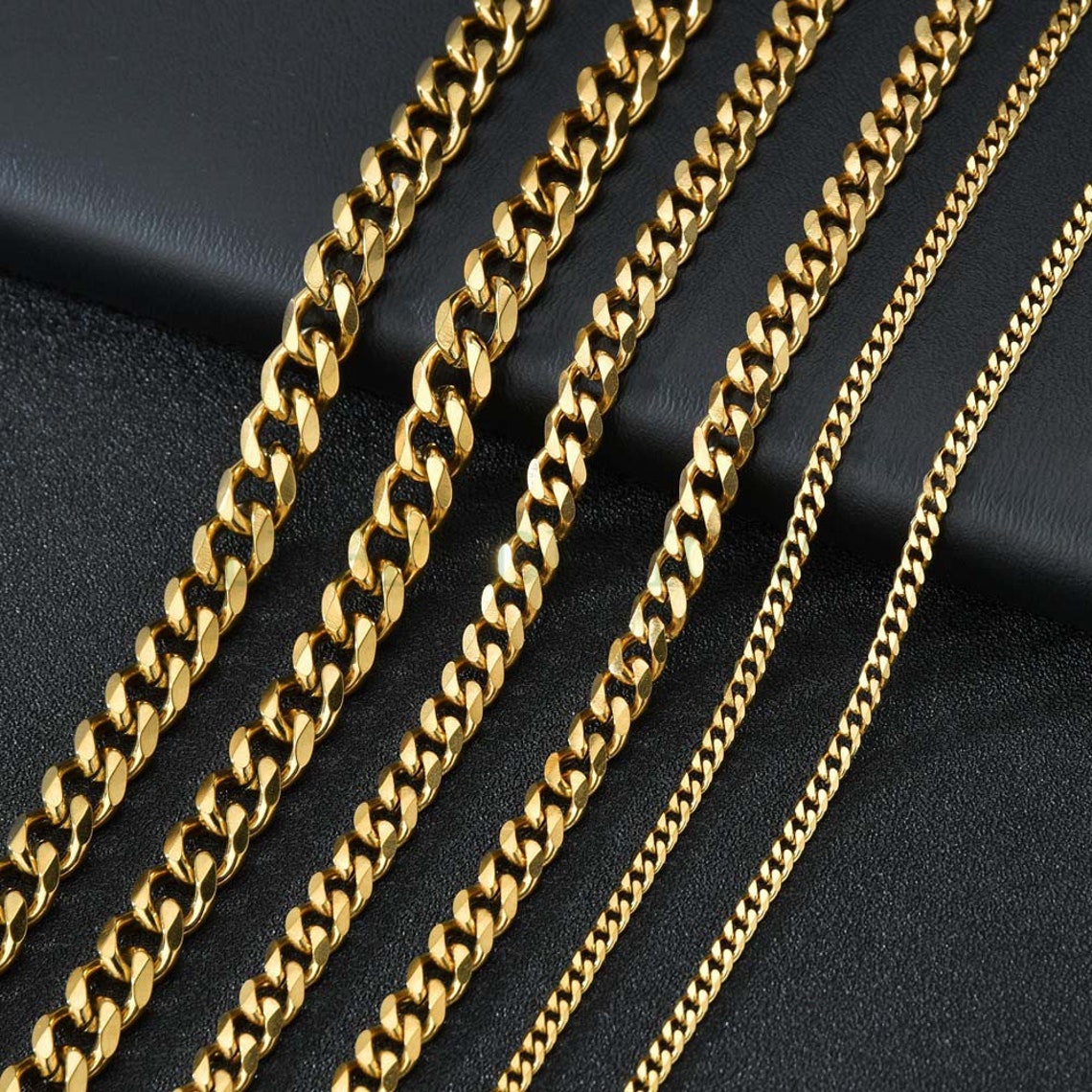 2pcs Gold Cuban Link Chain Necklace Miami Cuban Curb Links - Etsy