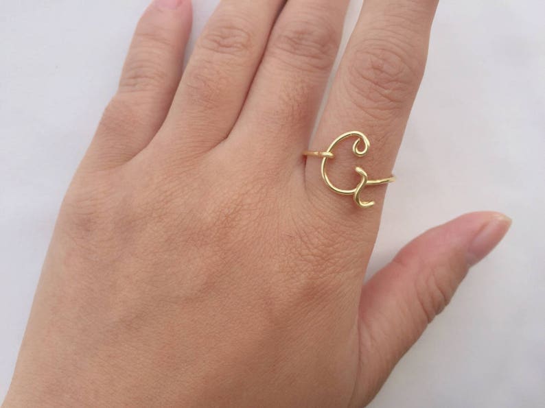 Custom Initial Ring Gold Initial Jewelry Silver Letter G - Etsy