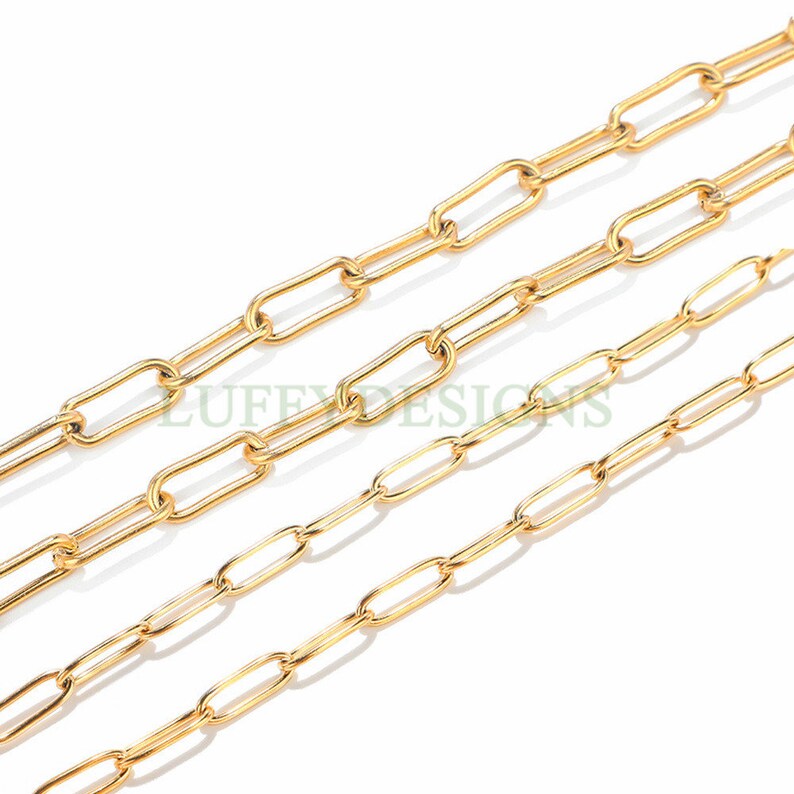 16ft/5m Rectangle Link Chain, Gold Plated Stainless Steel, Unfinished ...