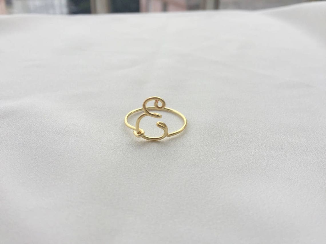 Custom Initial Ring, Gold Initial Jewelry, Silver Letter E Ring, Name ...