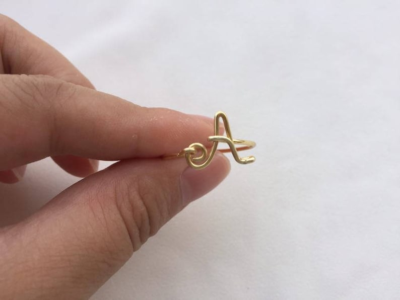 Custom Initial Ring Gold Initial Jewelry Silver Letter A | Etsy