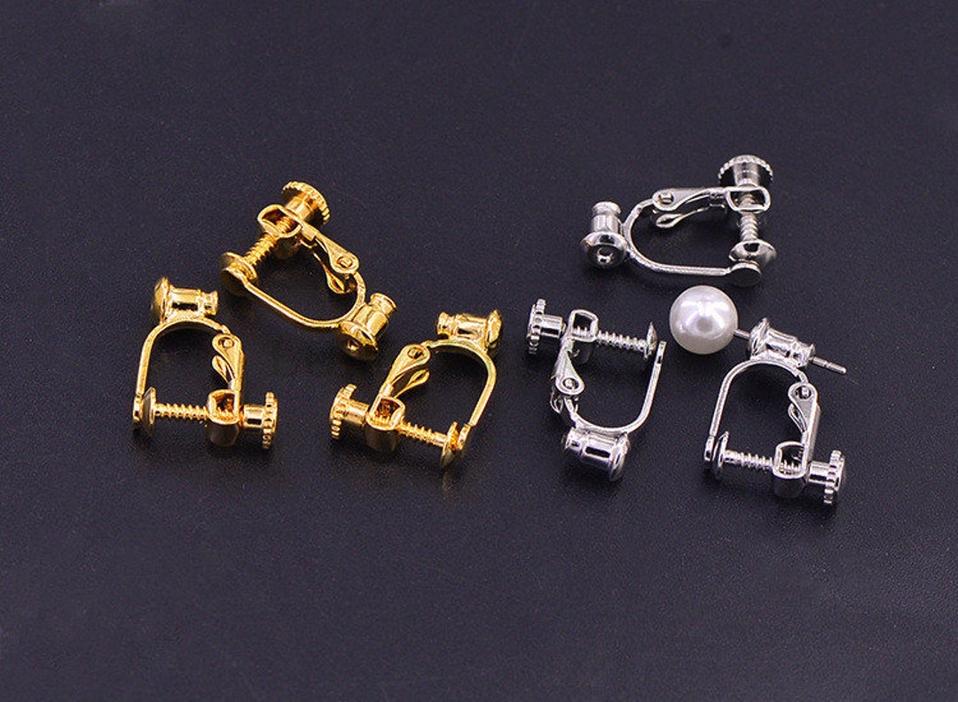 10pcs Screw Back Non Piercing Earrings, With Attached Ear Nuts at ...