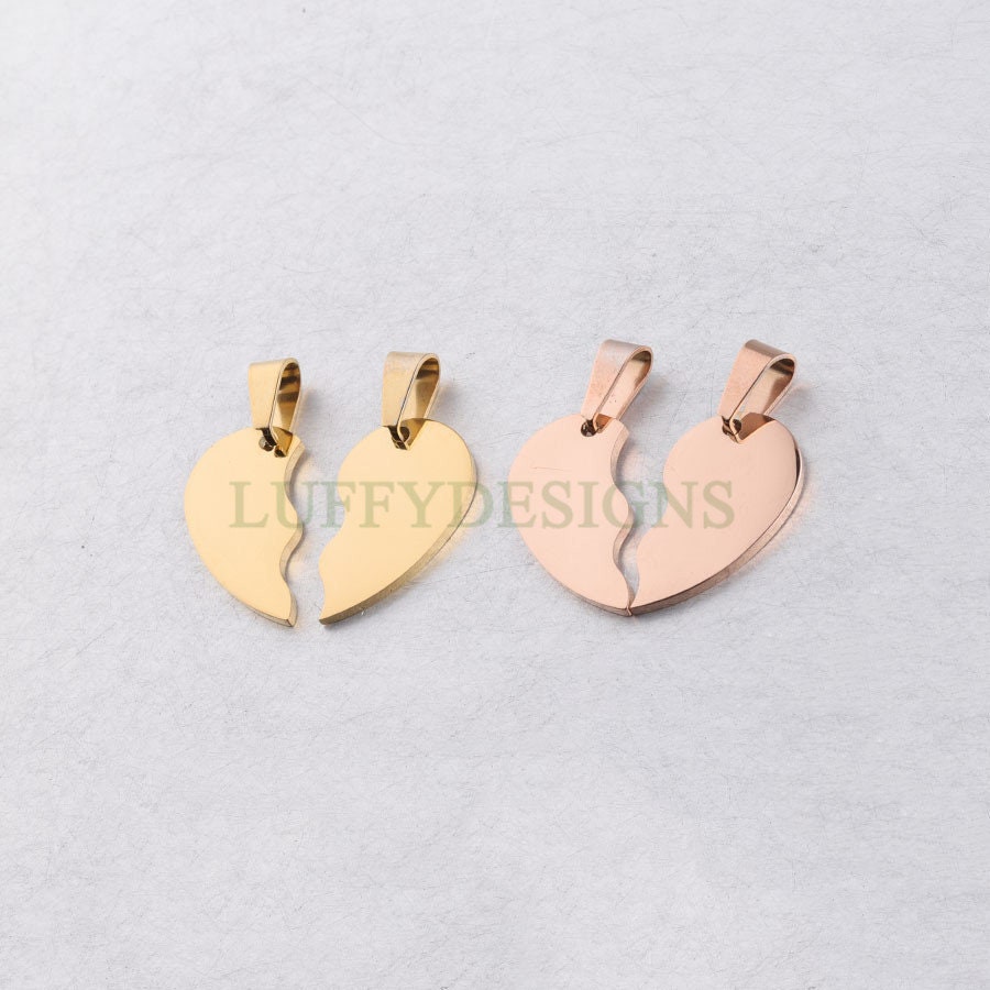 5pcs Split Broken Heart Charms 12.5x20mm, Divided Love Charm, Gold ...