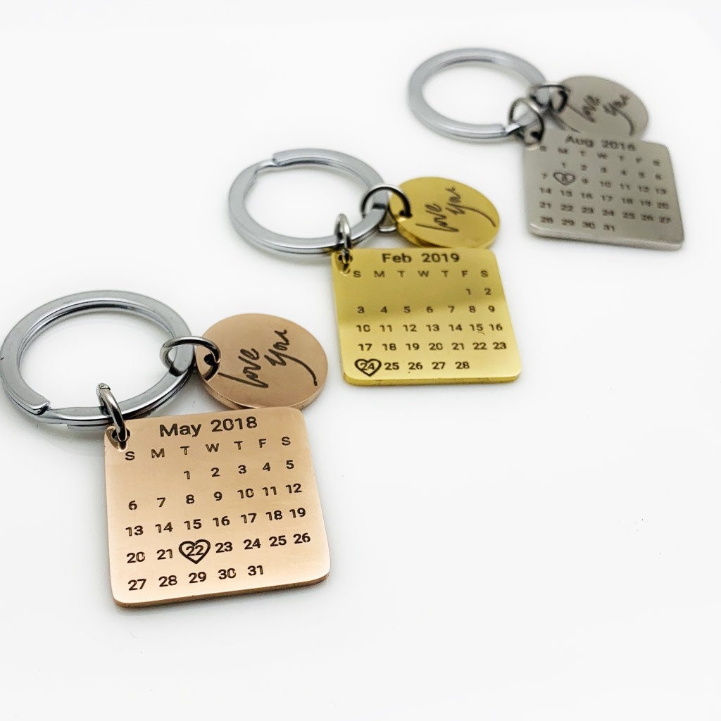 Personalized Calendar Keychain, Signature Calendar Keychain, Custom ...