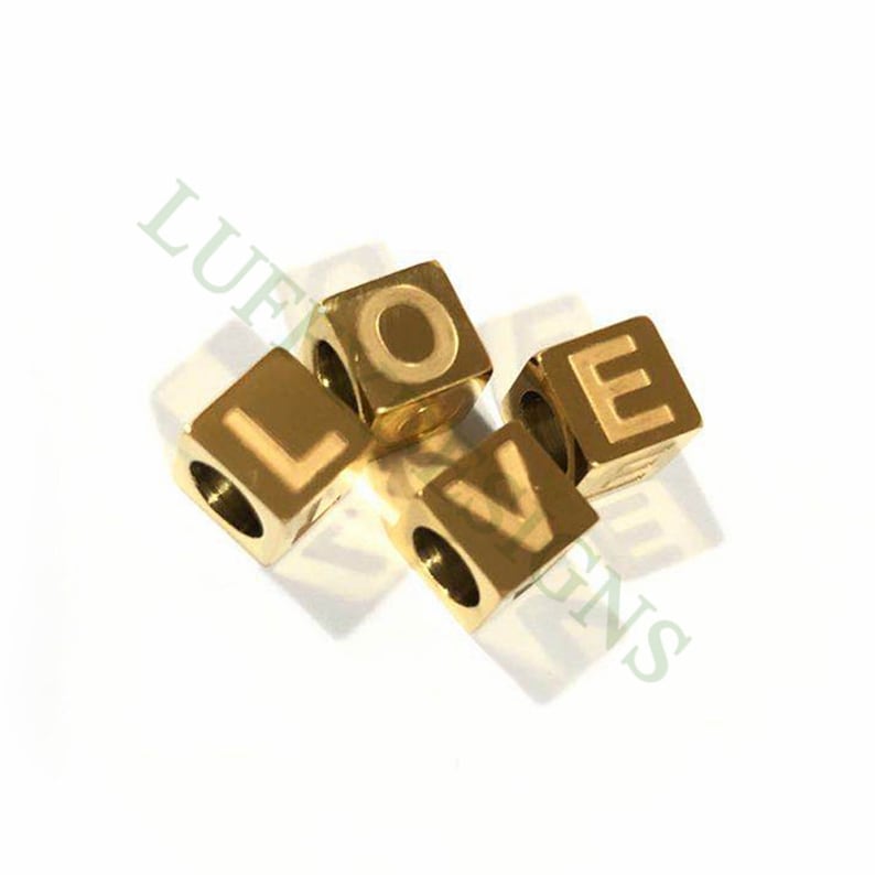 Cube Letter Charms 7mm Uppercase Alphabet Charm Gold Letter - Etsy