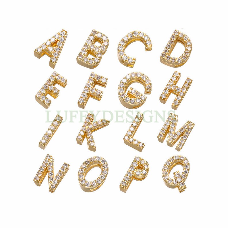 Uppercase Letter Charm Alphabet Charm Gold Letter Bead With - Etsy