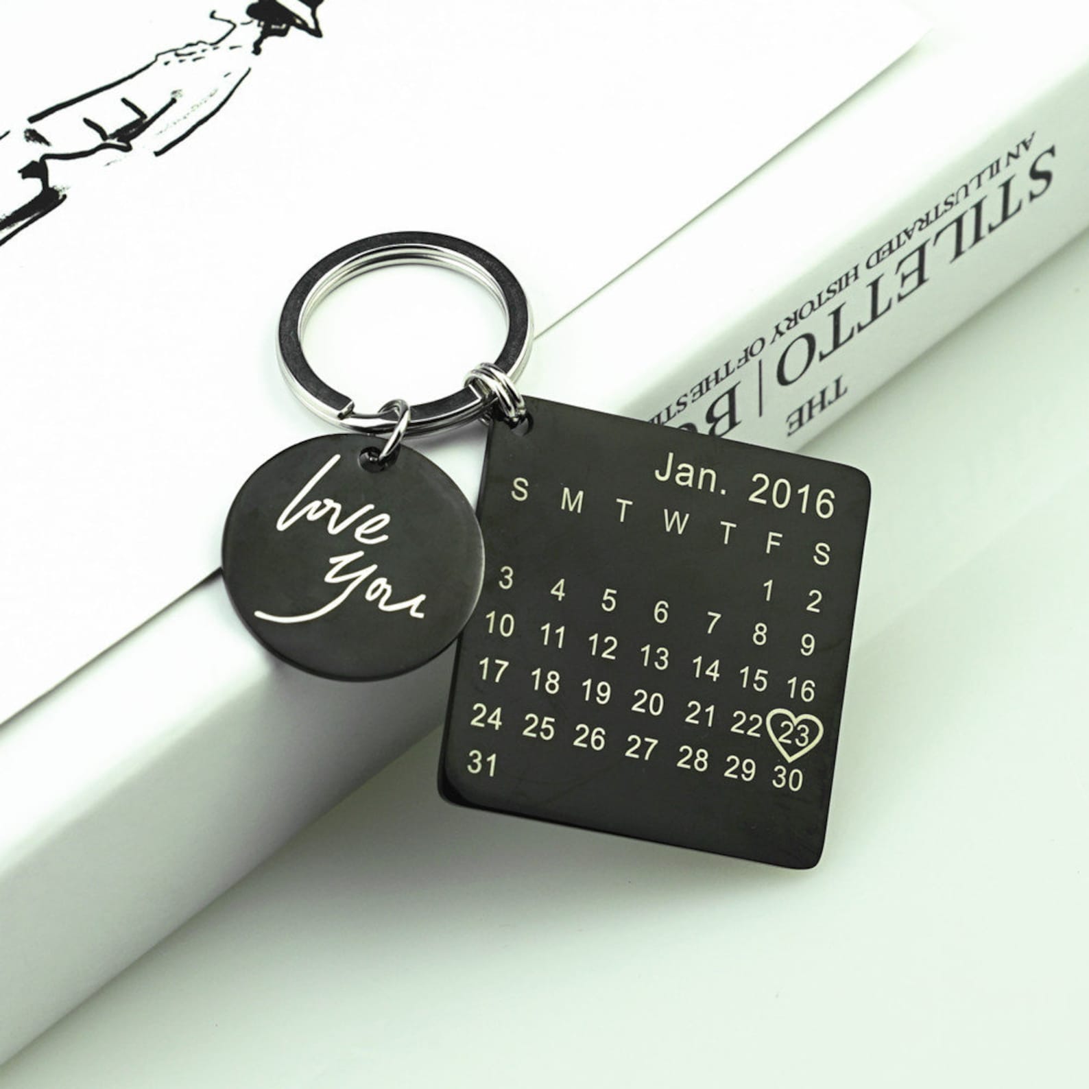 Personalized Calendar Keychain, Signature Calendar Keychain, Custom ...