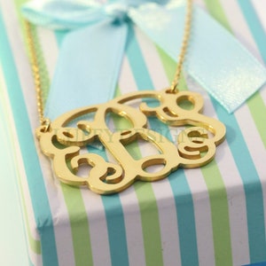 Gold Monogram Necklace, 3 Initials Monogram Necklace, Personalized Name ...