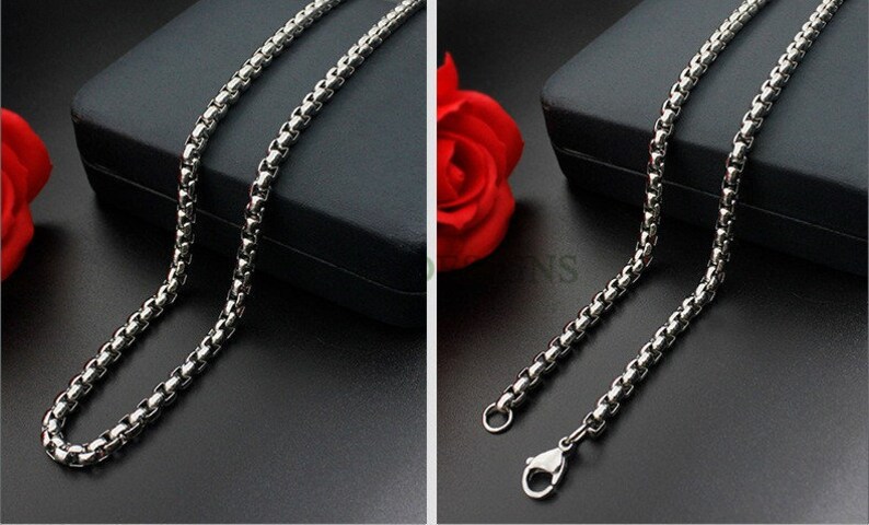 5pcs Finished Round Box Chains Square Rolo Chain Necklace | Etsy