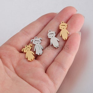 10pcs Kids Charm Supply, 18k Gold Plated Stainless Steel, Boy and Girl ...