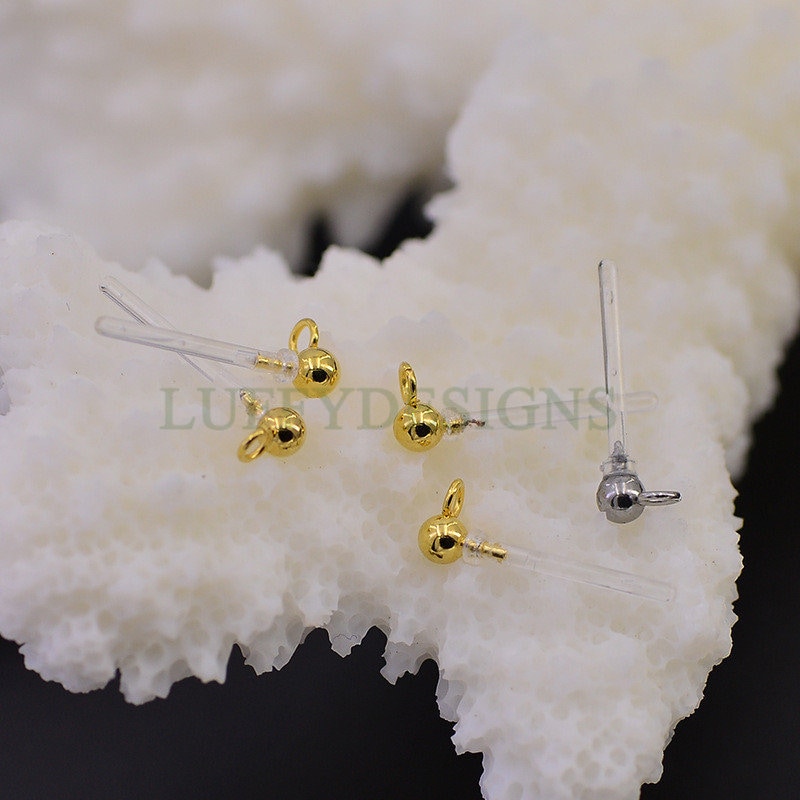 20pcs Invisible Earring Findings, Studs With Backs, Clear Plastic ...