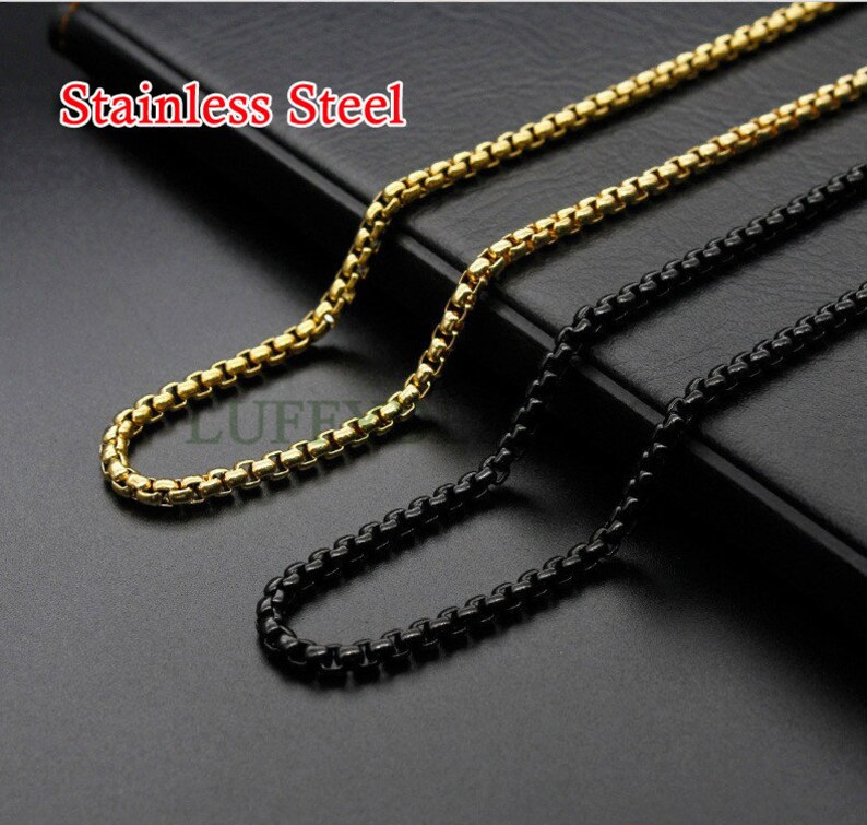 5pcs Finished Round Box Chains Square Rolo Chain Necklace - Etsy