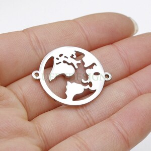 10pcs World Charm With Double Loops, World Map Pendant 27x22mm, Earth ...