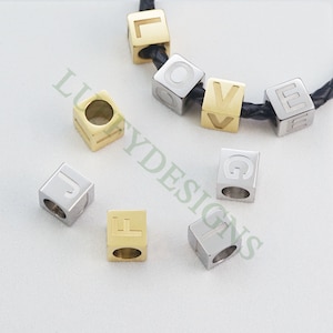 Cube Letter Charms 7mm, Uppercase Alphabet Charm, Gold Letter Charm, 26 ...