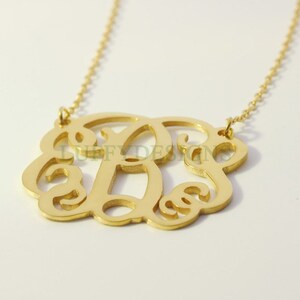 Gold Monogram Necklace, 3 Initials Monogram Necklace, Personalized Name ...