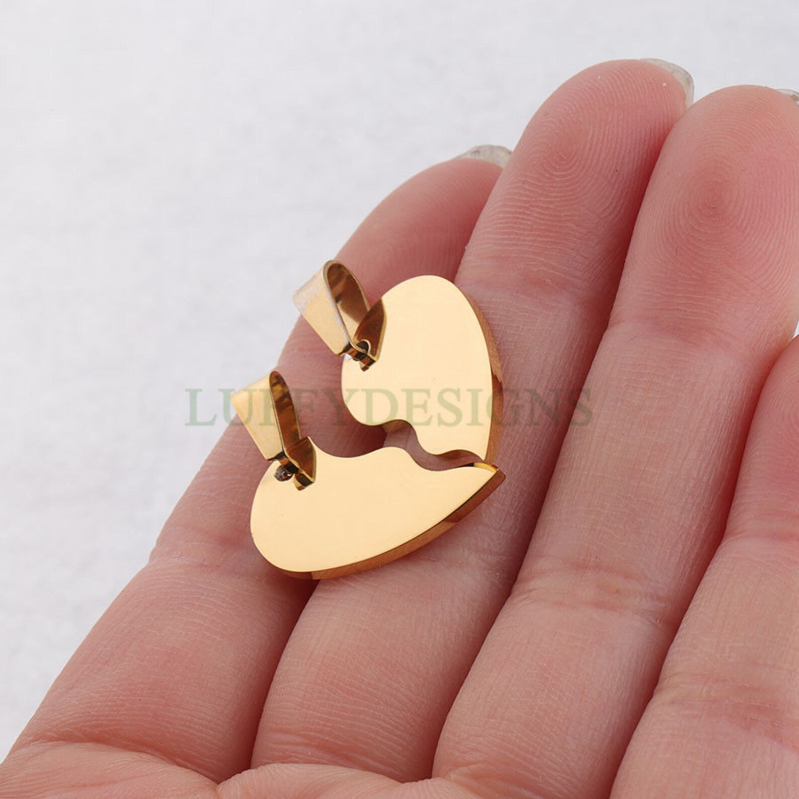 5pcs Split Broken Heart Charms 12.5x20mm, Divided Love Charm, Gold ...