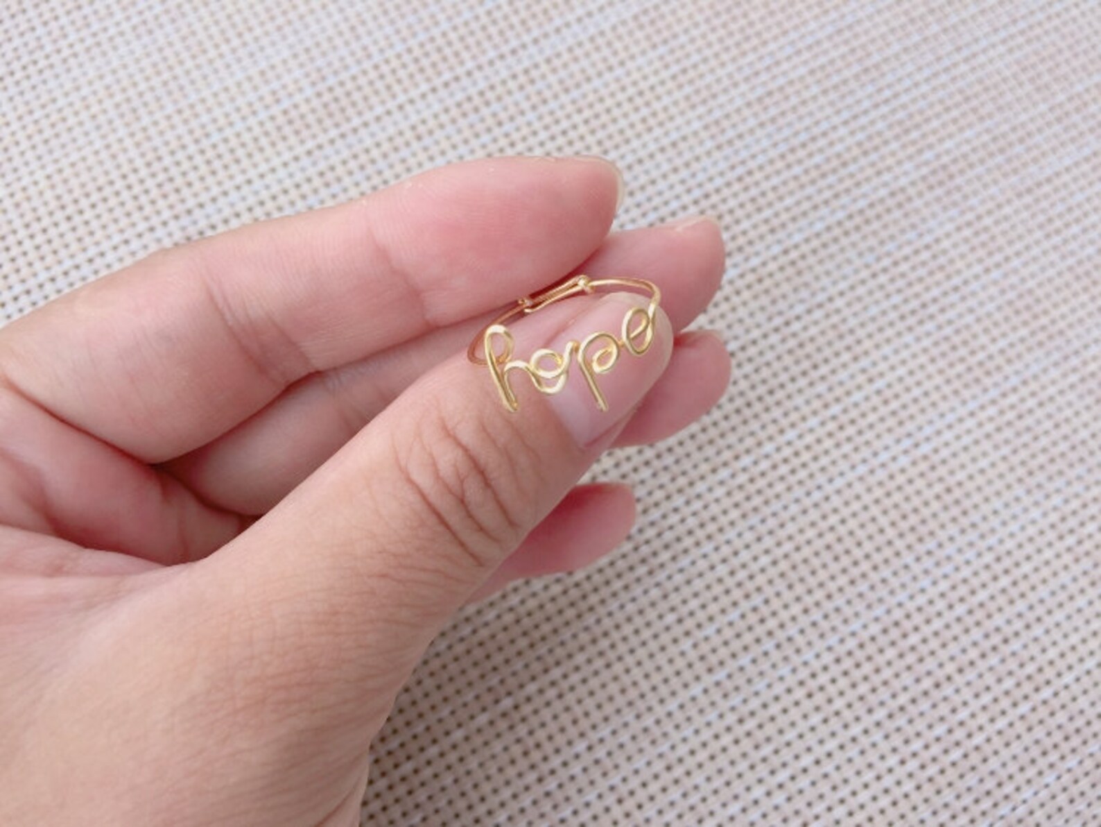 Gold Initial Ring Hope Ring Stacking Ring Personalized Word - Etsy