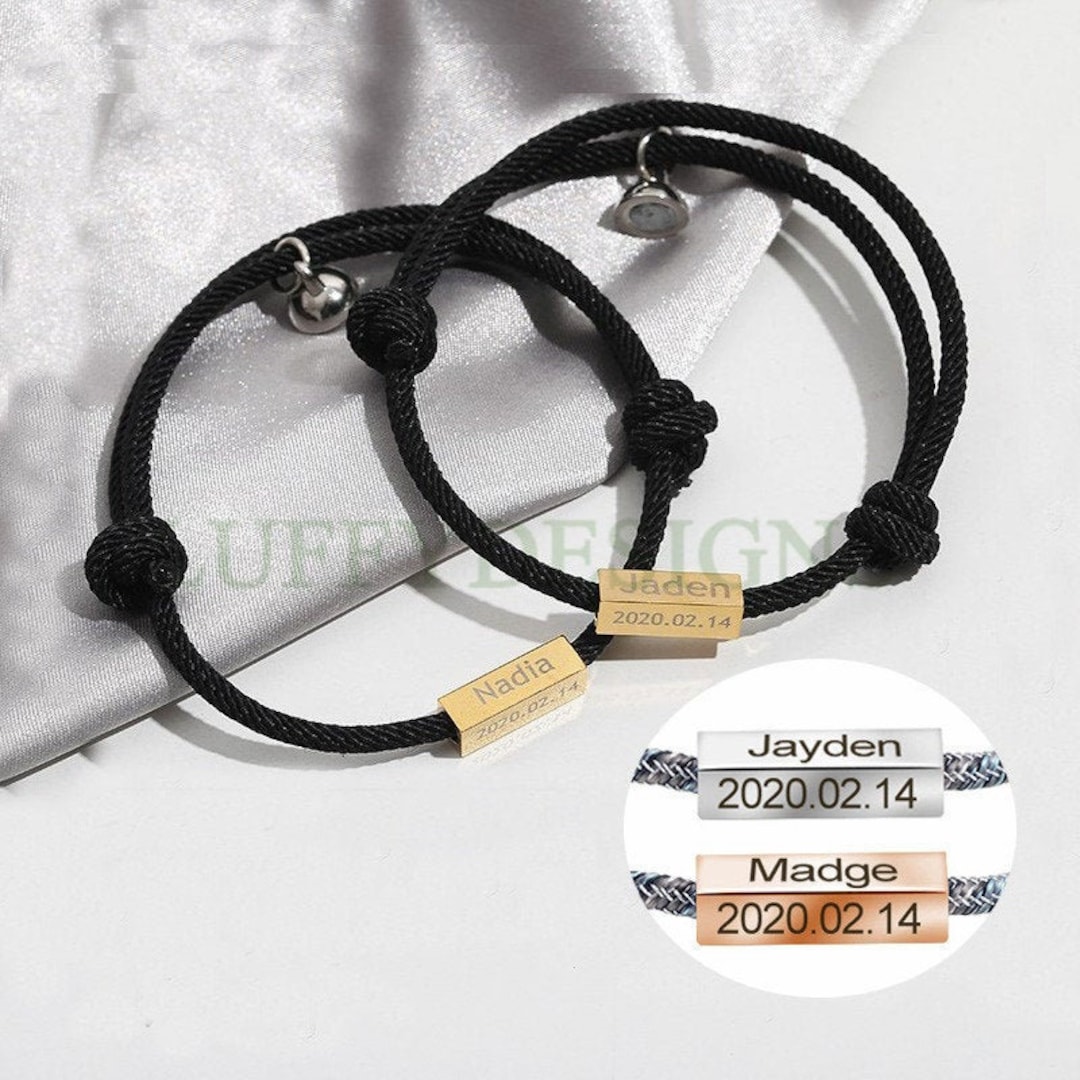 Personalized Couples Bracelet, Custom Name Bracelet, Boyfriend ...