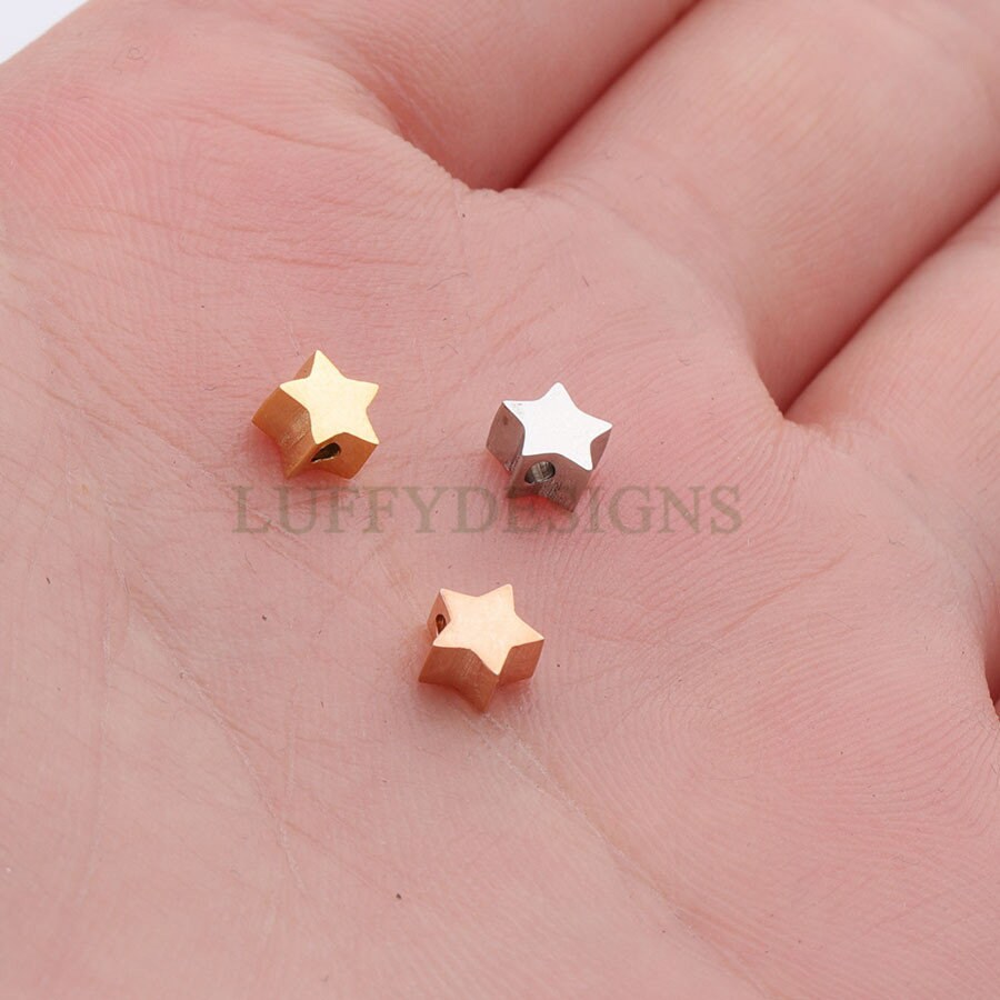 10pcs 3D Star Charms Gold /Rose Gold plated Stainless Steel | Etsy