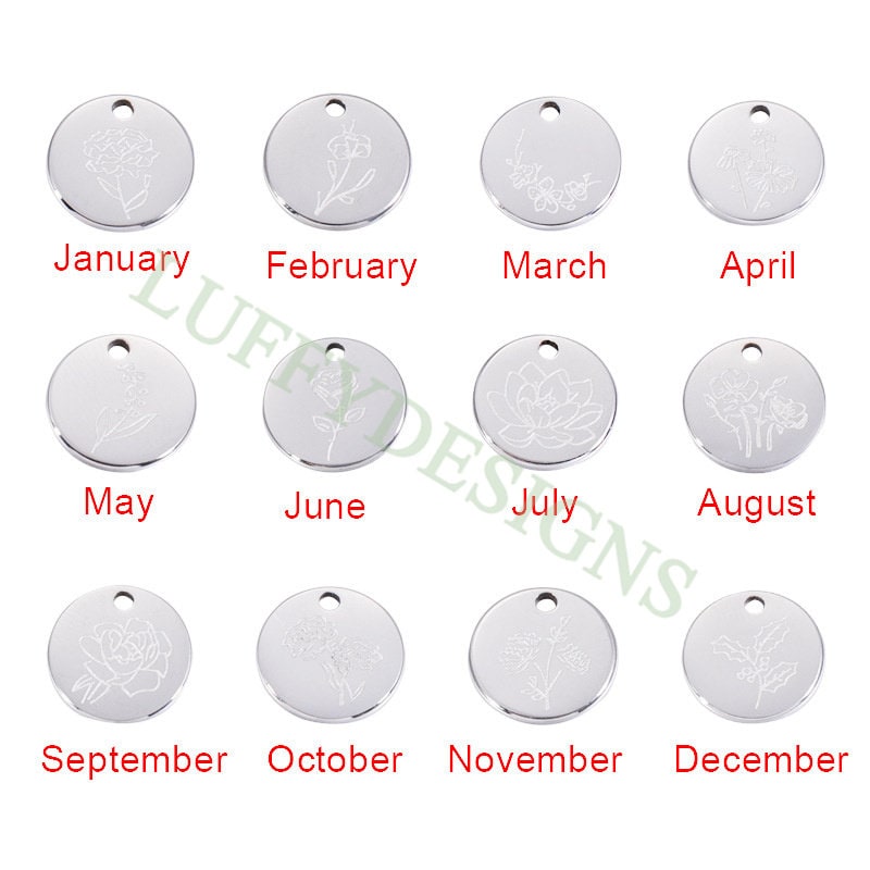 10pcs Birth Flower Charms 12mm/15mm Birth Month Flower - Etsy