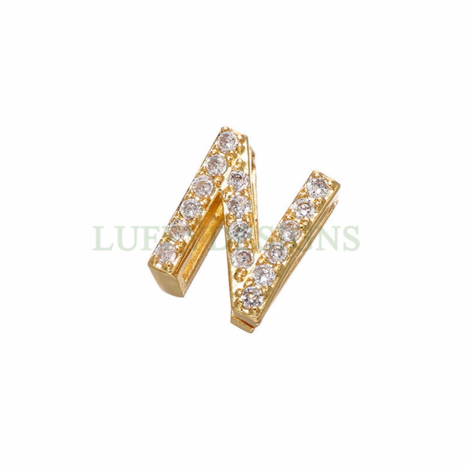 Uppercase Letter Charm Alphabet Charm Gold Letter Bead With - Etsy